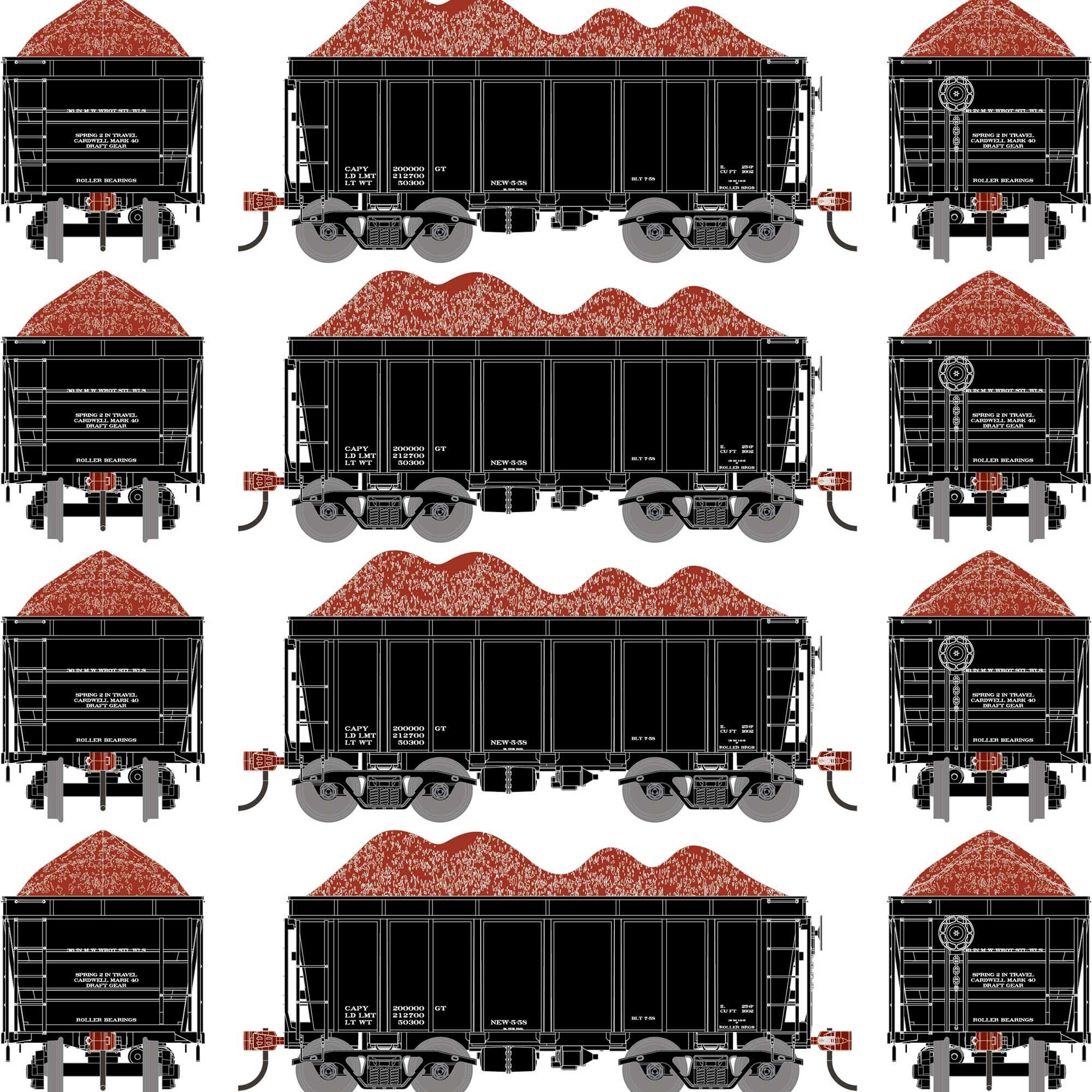 HO 26' PC&F Ore Car Tight-Bottom High Side with Ore Load (ATH-1718 ...