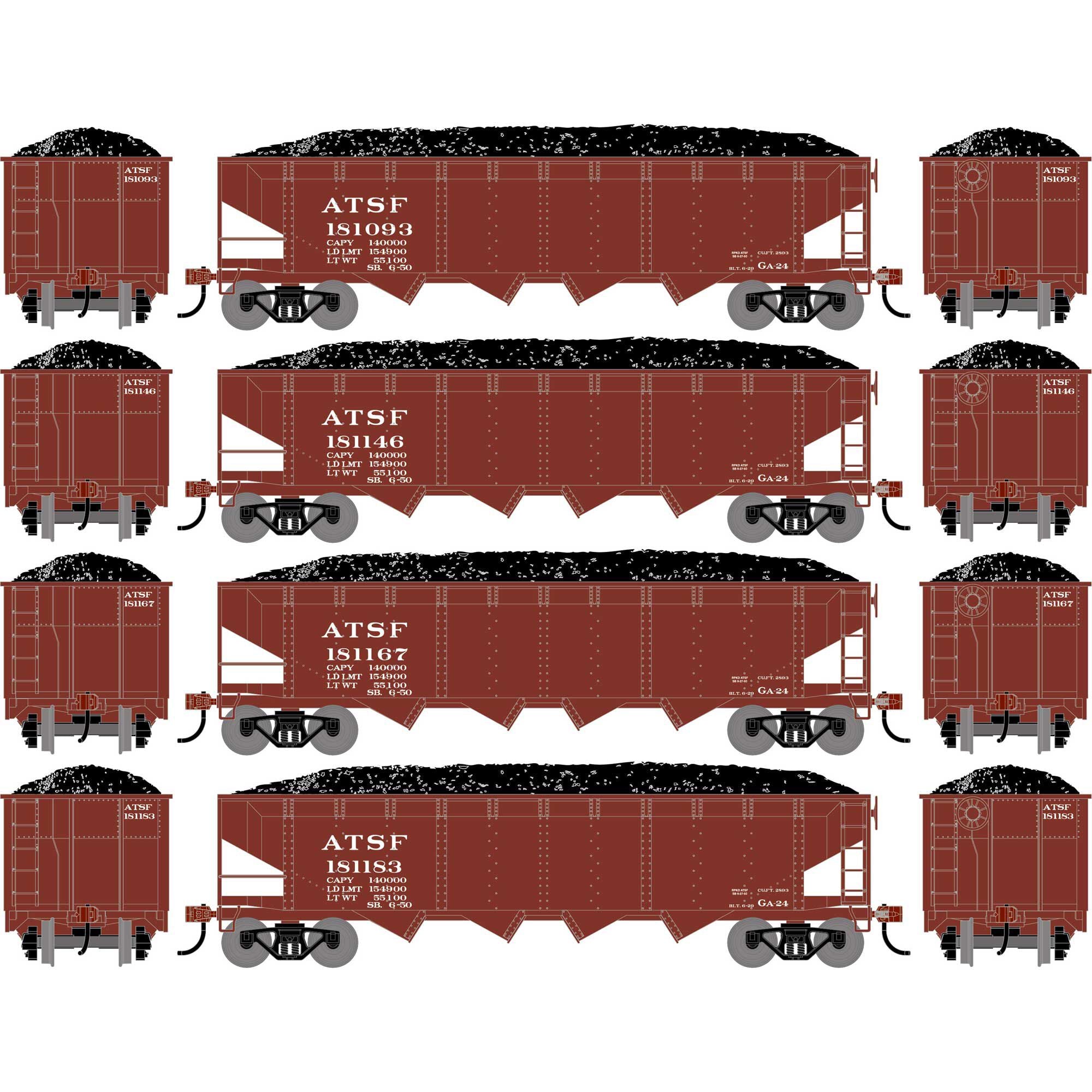 HO ATH 40' 4-Bay Offset Hopper with Load ATSF (ATH-1571) – Nankin Hobby