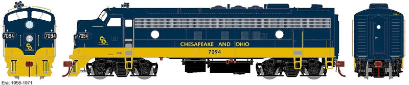 HO EMD FP7A with Tsunami2 Sound and DCC, Chesapeake & Ohio (C&O) #7094 ...