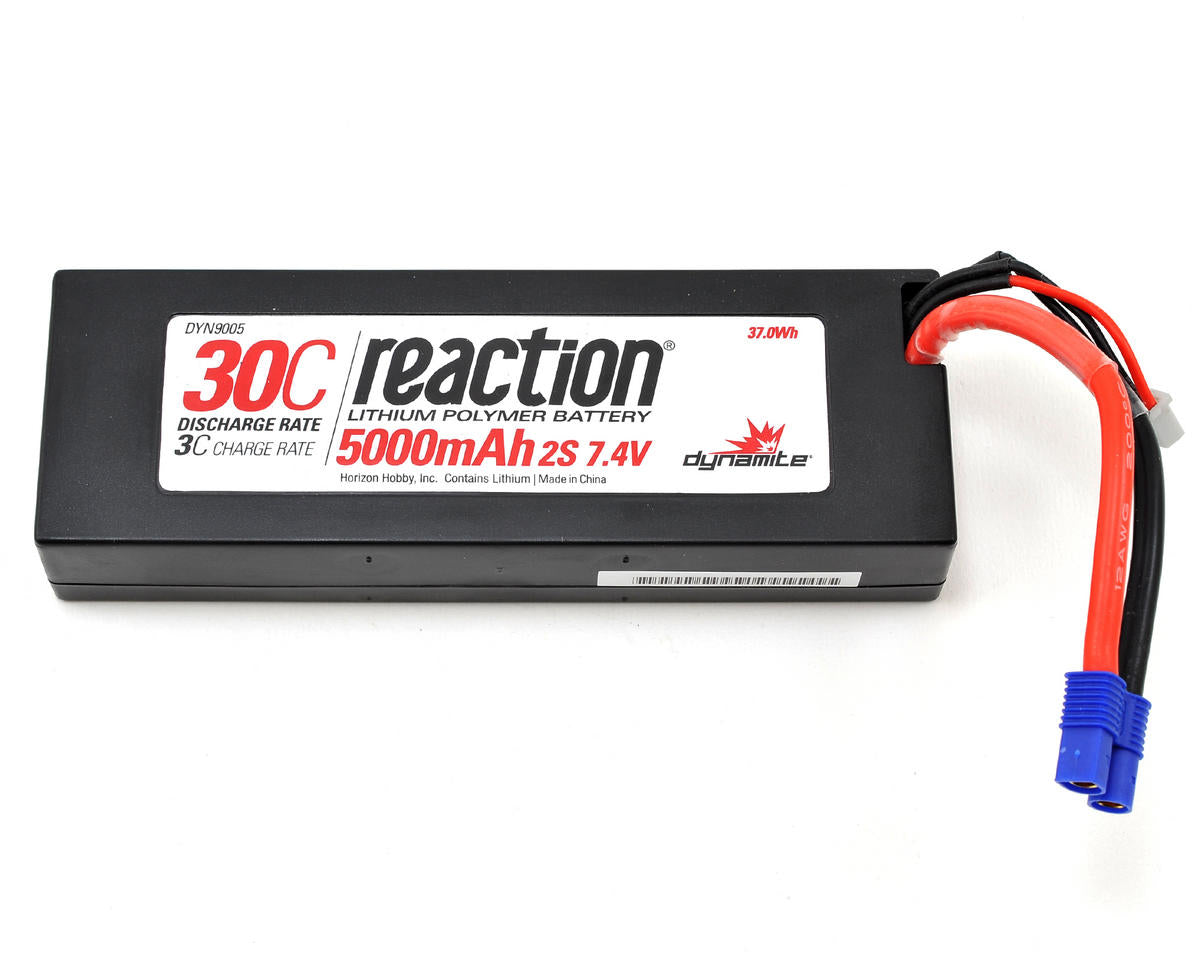 Reaction 5000mAh 7.4V C 2S LiPo Battery Pack with EC3 Plug (DYN9005EC ...