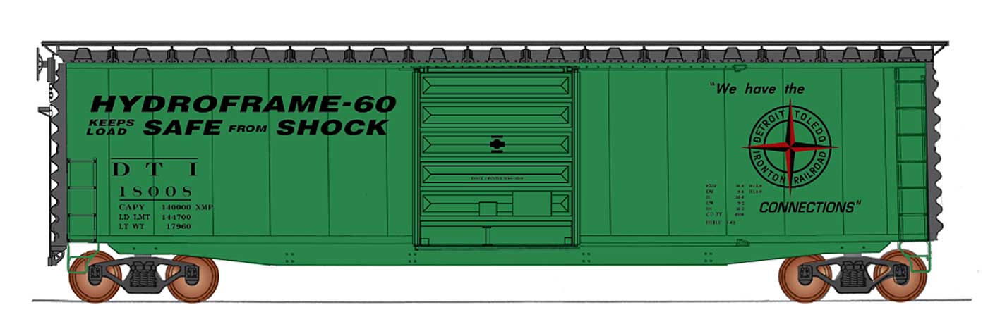 HO 50' PS-1 Single Door Boxcar with Cushion Underframe, Detroit, Toled ...