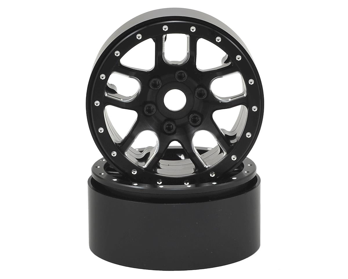 Aluminum Double Time 1.9" Black Beadlock Wheels for 1/10 Rock Crawler ...